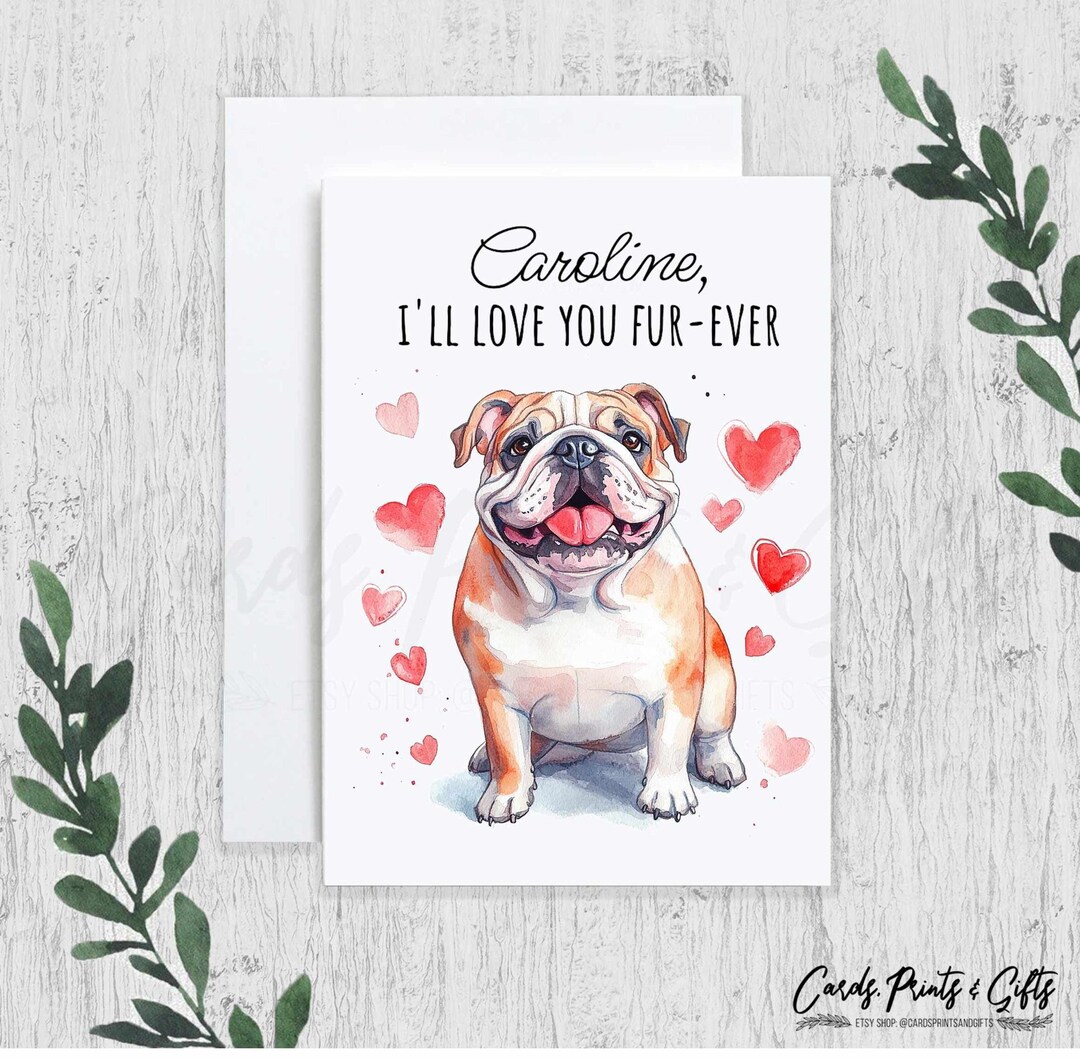 Personalized English Bulldog Valentines Card, Funny Bulldog Anniversary ...
