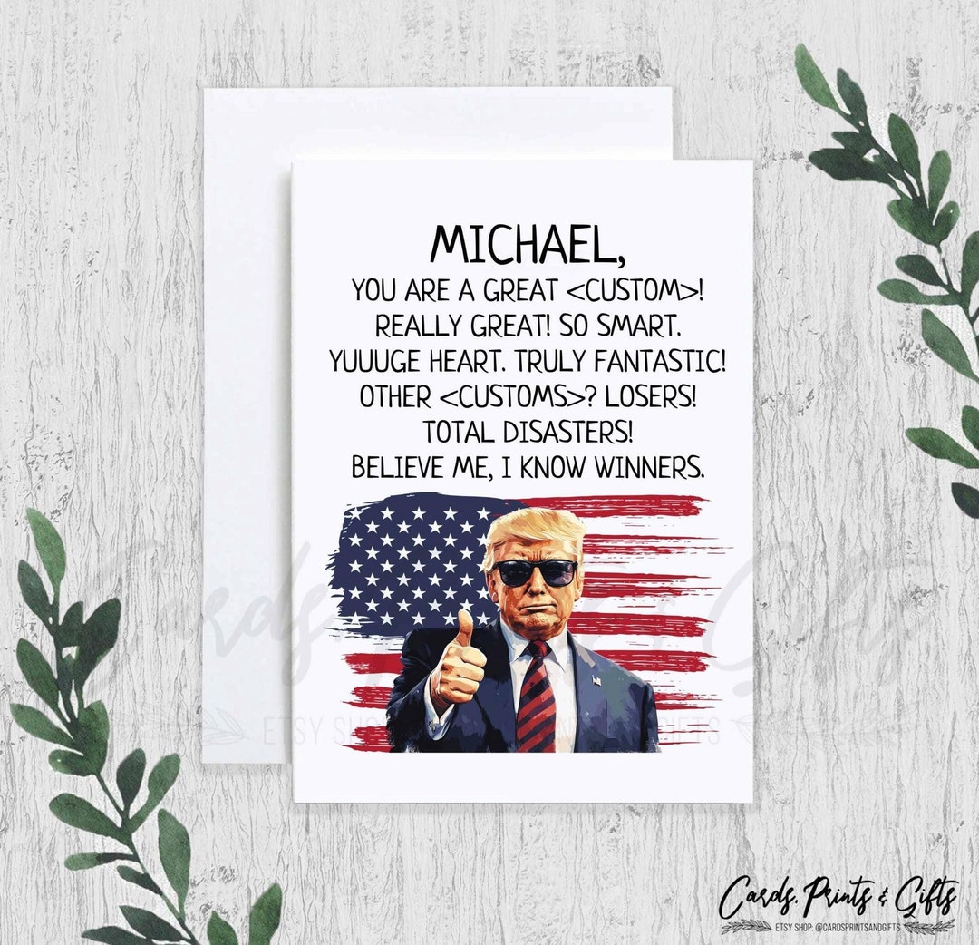 Funny Trump Custom Word Card, President Donald Trump 47 Themed Gag Gift ...