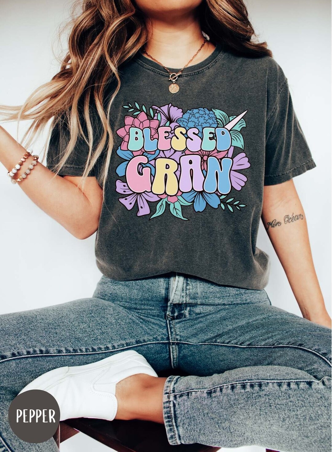 Comfort Colors® Blessed Gran T-shirt, Granny Shirt From Grandkids ...