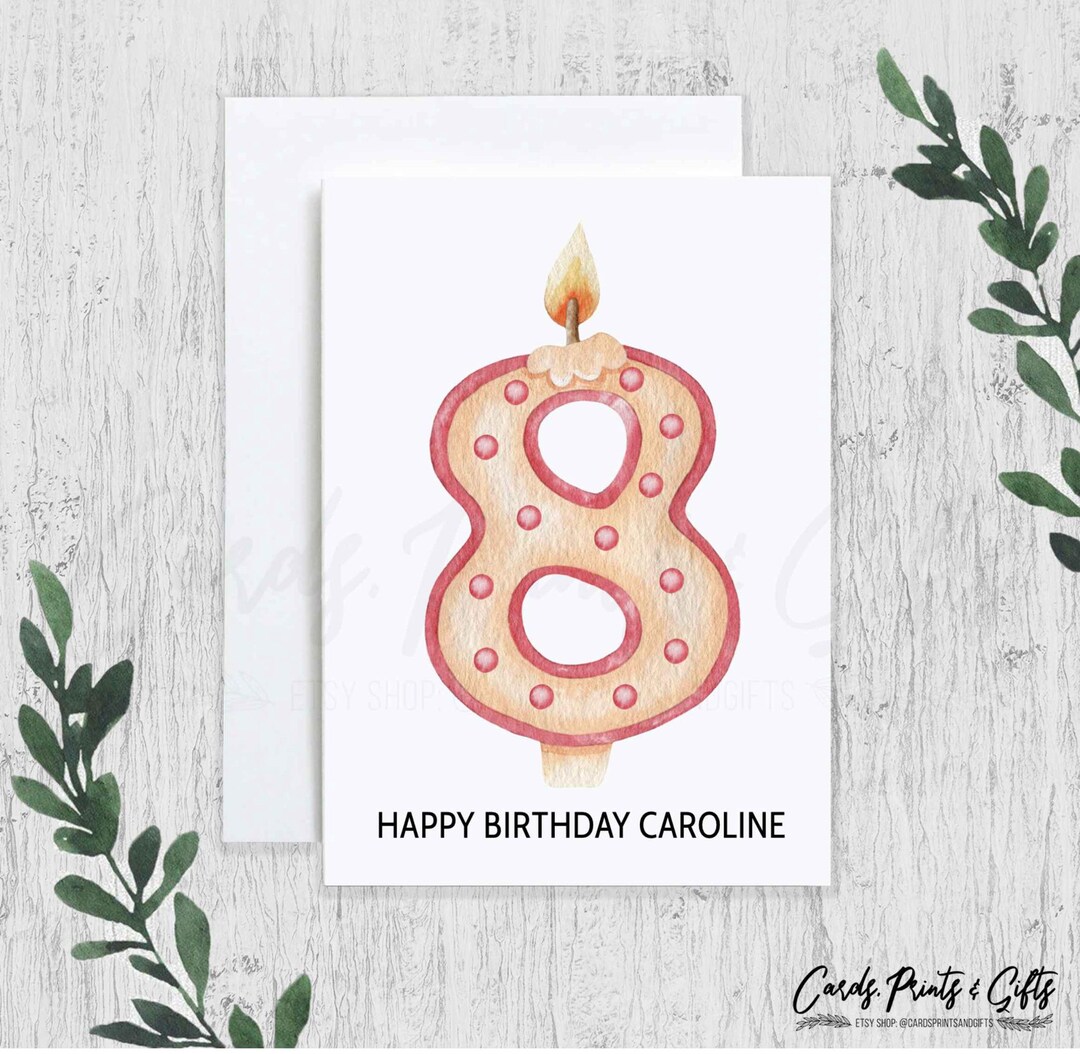 Personalized 8th Birthday Card for Girl, Daughter 8th Birthday Card ...