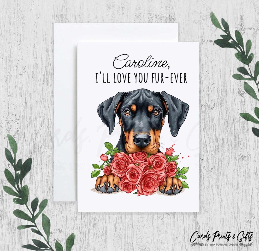 Personalized Doberman Pinscher Dog Valentines Card, Funny Dobie ...