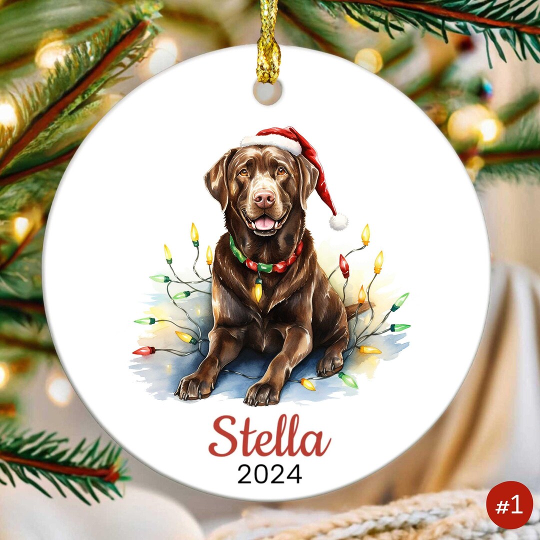 Personalized Chocolate Brown Labrador Dog Ornament 2024, Custom Name ...