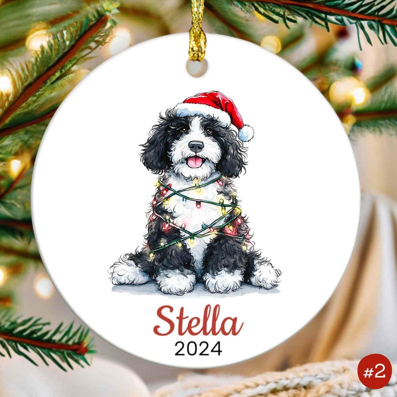 Personalized Sheepadoodle Christmas Ornament, Custom Dog Name Ornament ...