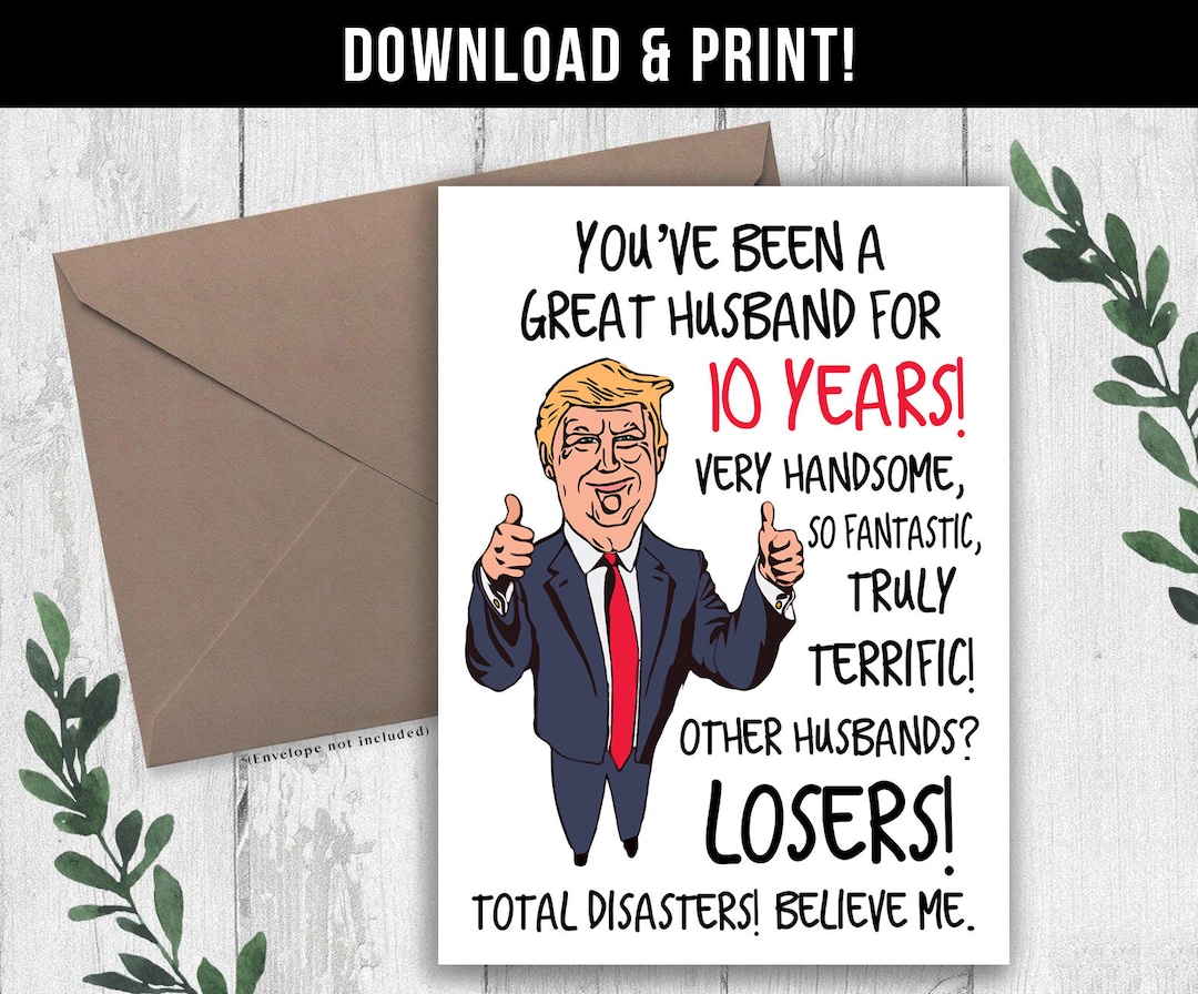 DIGITAL DOWNLOAD Funny 10th Anniversary Card for Husband, 10 Year ...
