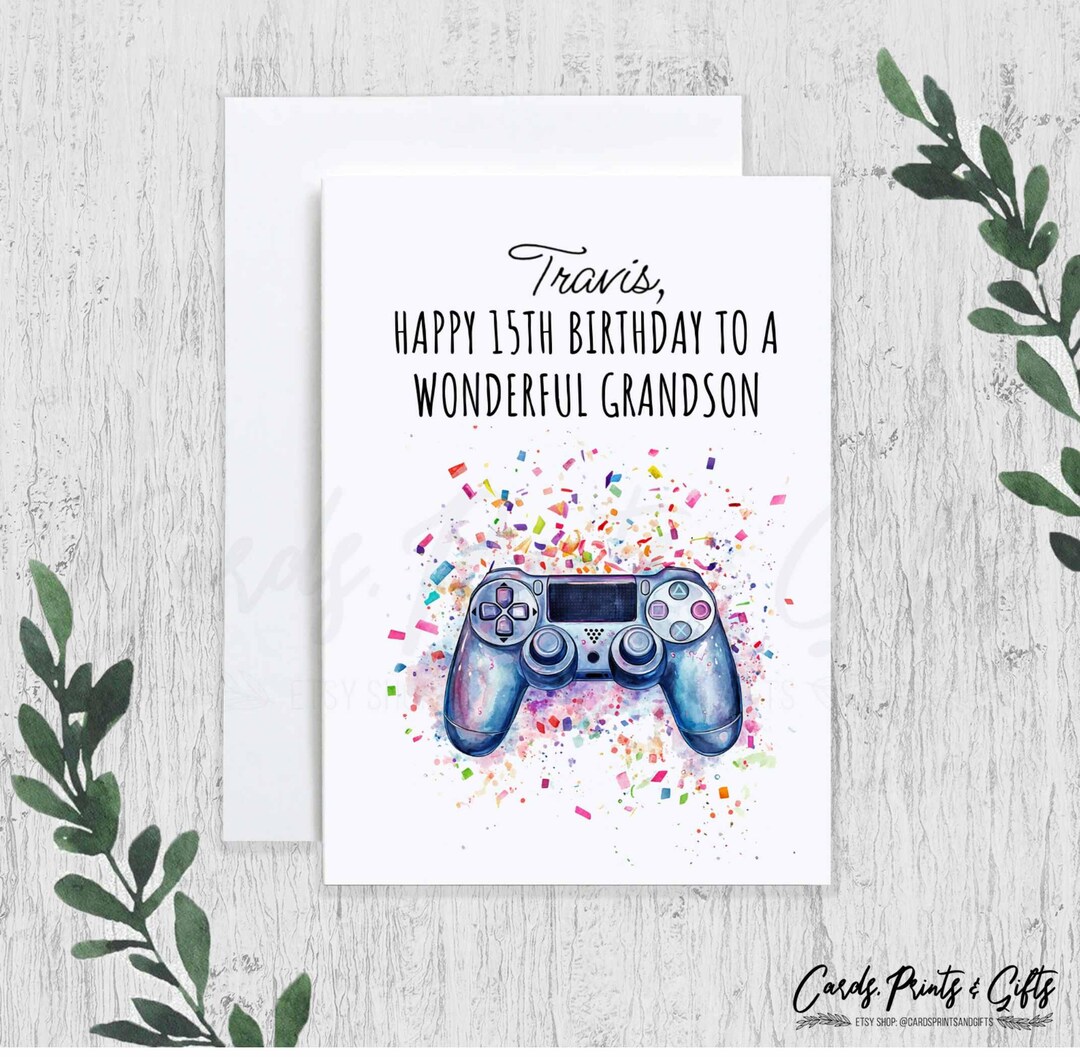 Personalized Gamer Birthday Card, Custom Name, Age, and Relation Bday ...