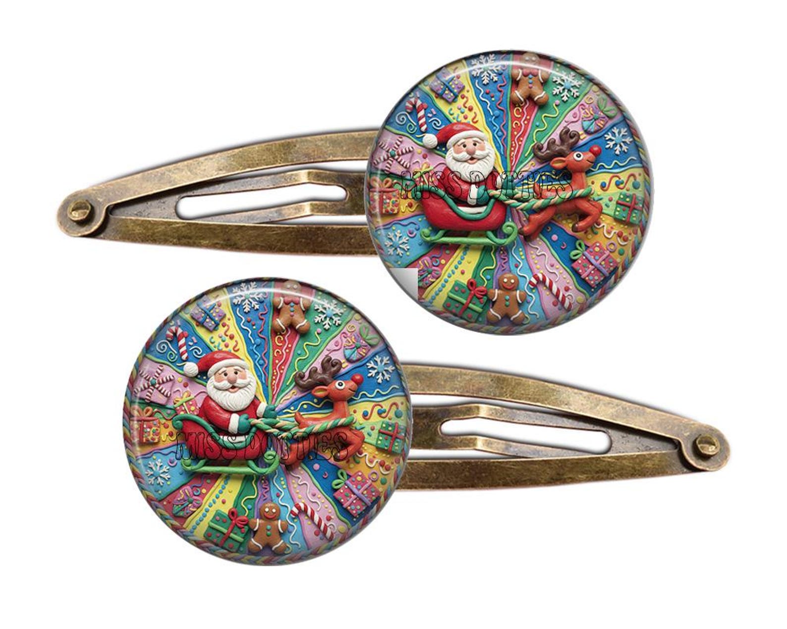 Santa Claus Hair Clips, Christmas Barrette, Bronze Bobby Pins - Etsy