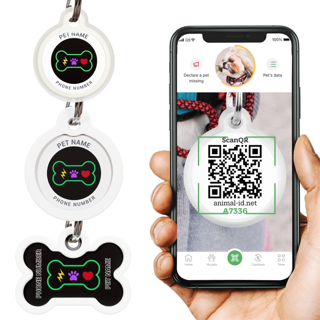 Digital Pet Id Tag QR Code, Custom Dog Id Tag Double Sided, Stainless ...