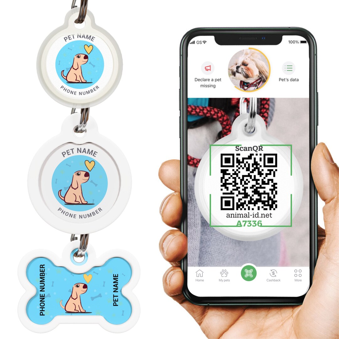 Engraved Dog Tag Pet Lover Gift, QR Code Dog Cat Id Tag Personalized ...