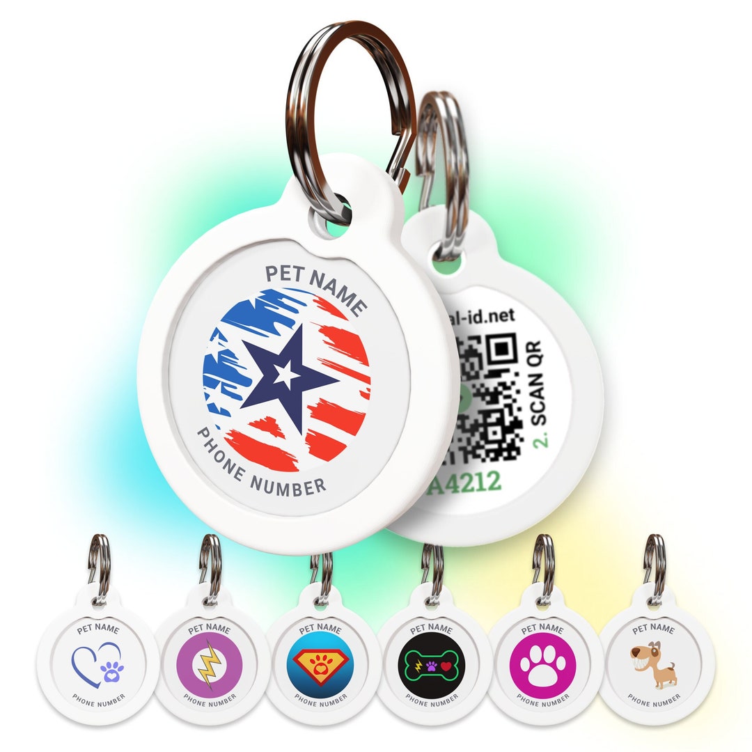 Dog Id Tag, Dog Name Tag Digital Pet ID Tags Double Sided QR Code ID ...