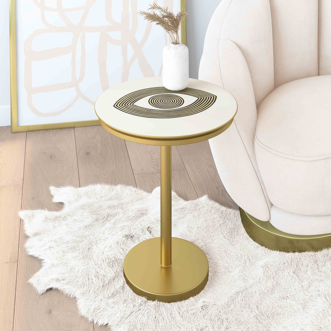 Eye Handpainted Gold Side Table - Etsy