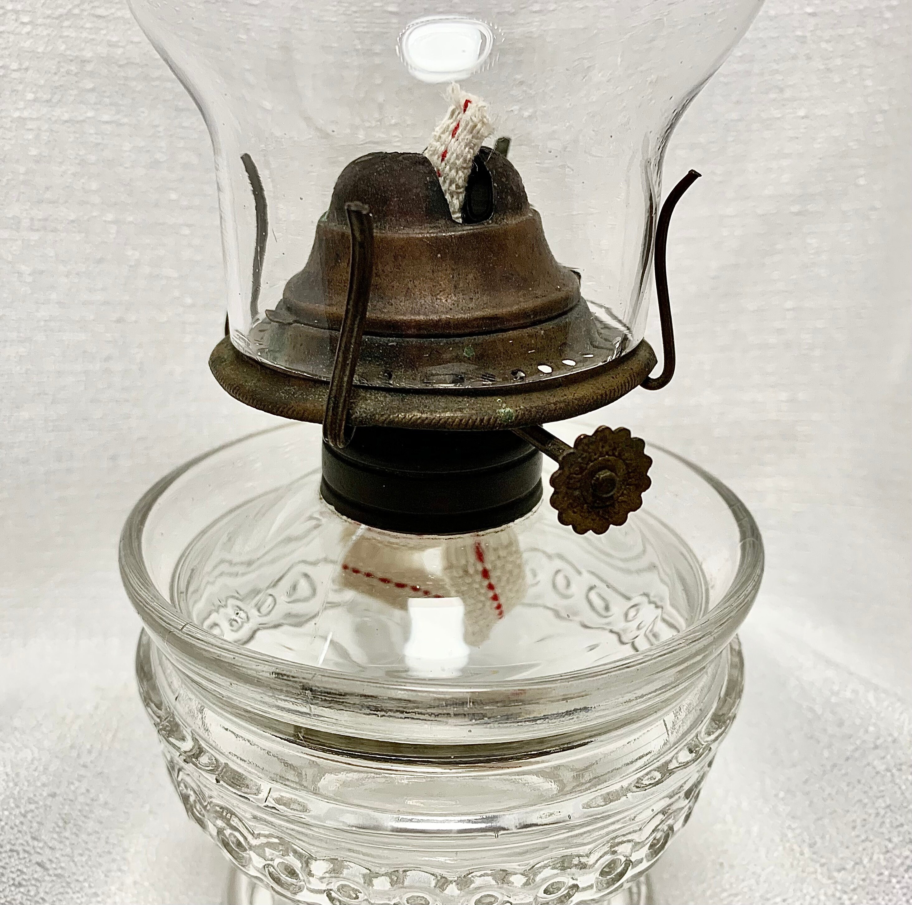 1876 Antique Union Glass Company Lomax oil Guard Raised Rim Clear ...