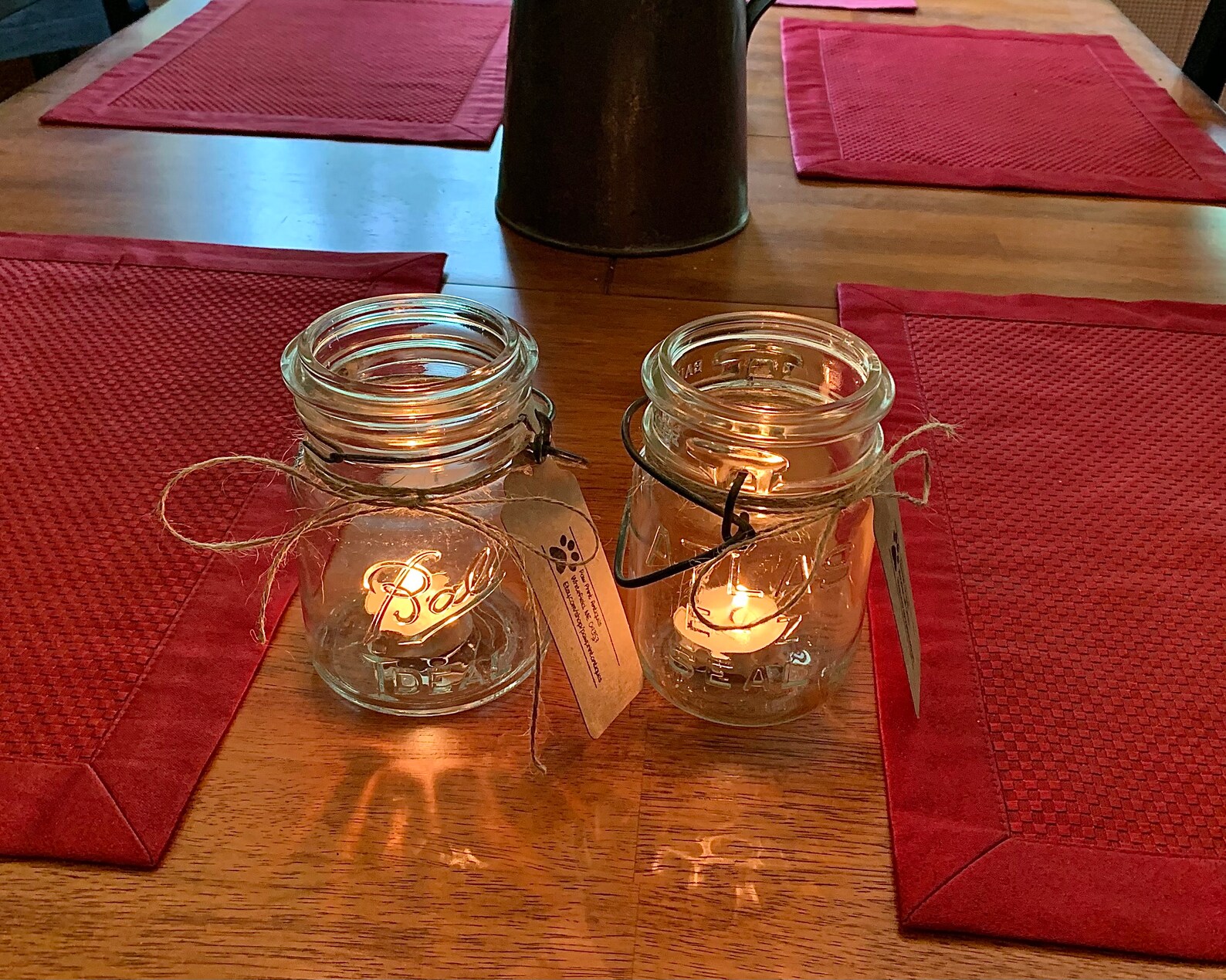 Tea Light Candle Centerpiece/wedding/gift Idea in Antique Mason Jars ...