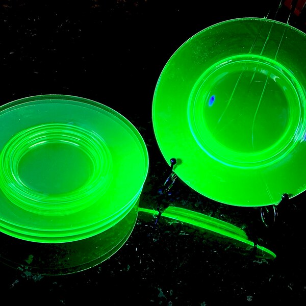 Green Glass Dinner Plates - Etsy