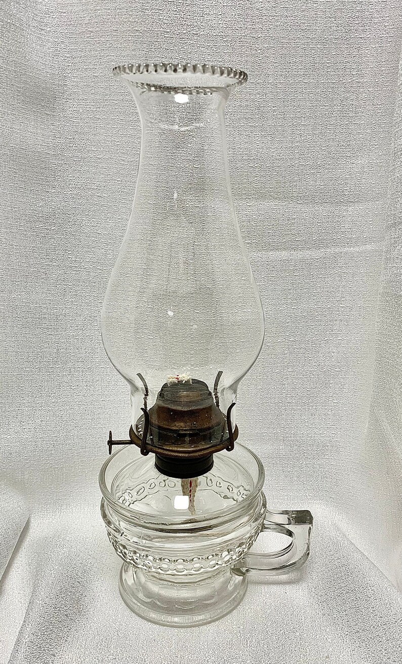 1876 Antique Union Glass Company Lomax oil Guard Raised Rim Clear ...