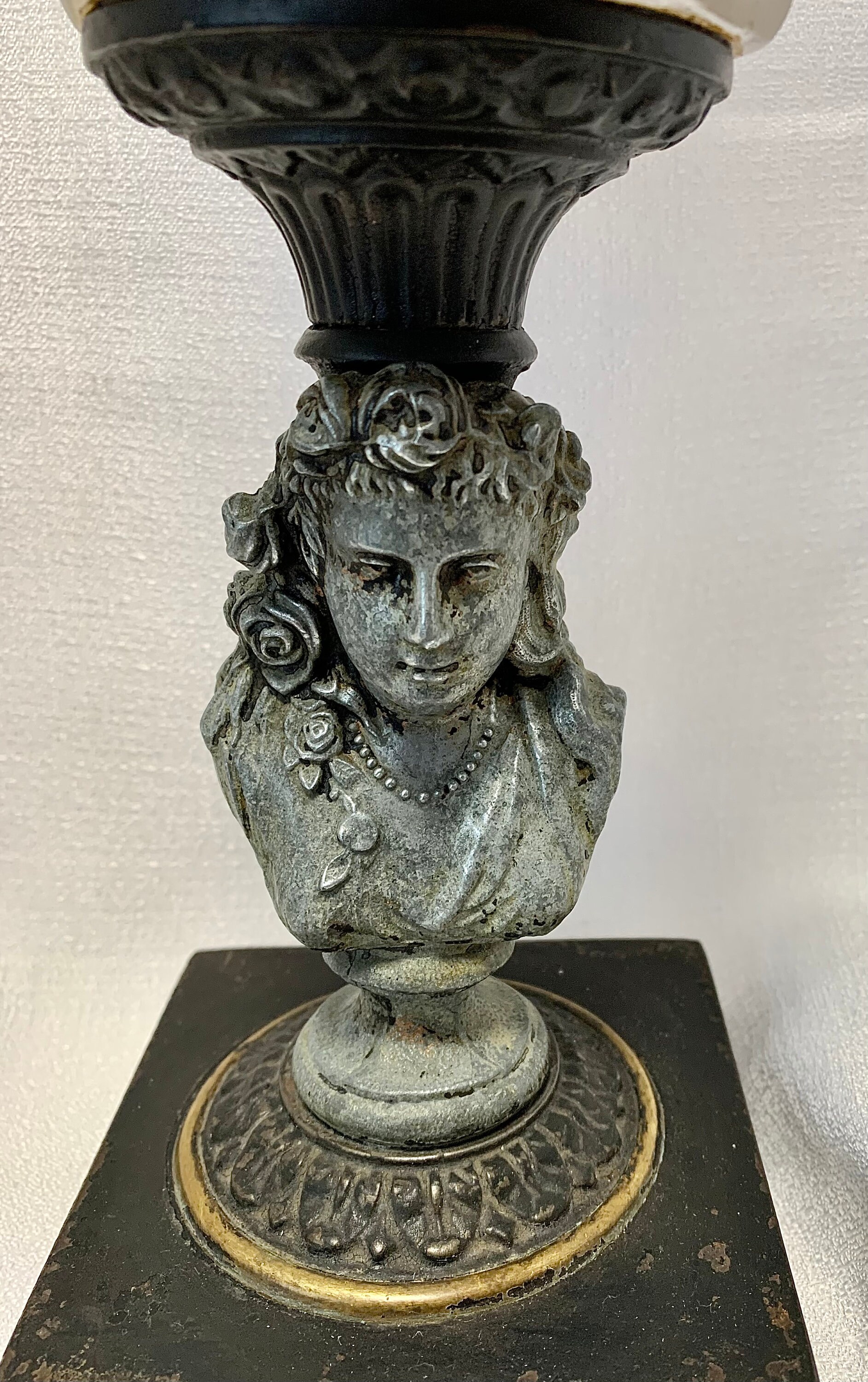 Antique 1880s spelter Figure Stem Lady Frosted - Etsy