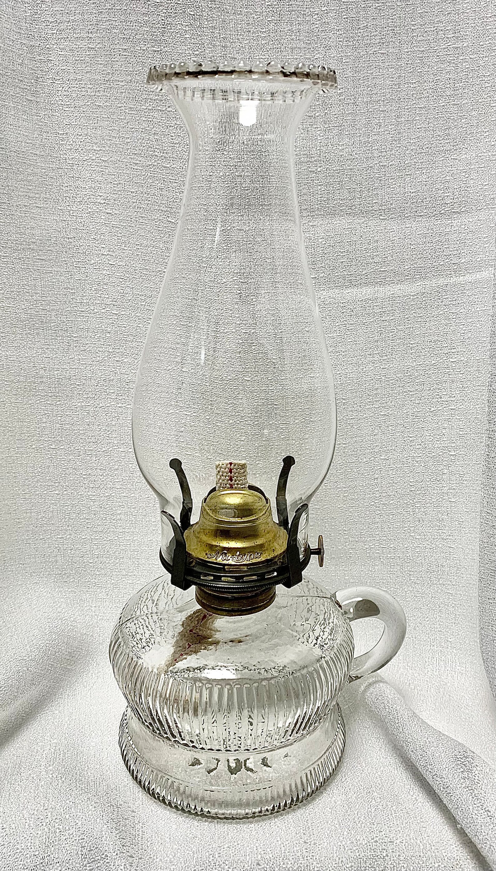 Antique 1880-1890s prisms With Plain Band Clear Hand Hurricane Lamp/oil ...