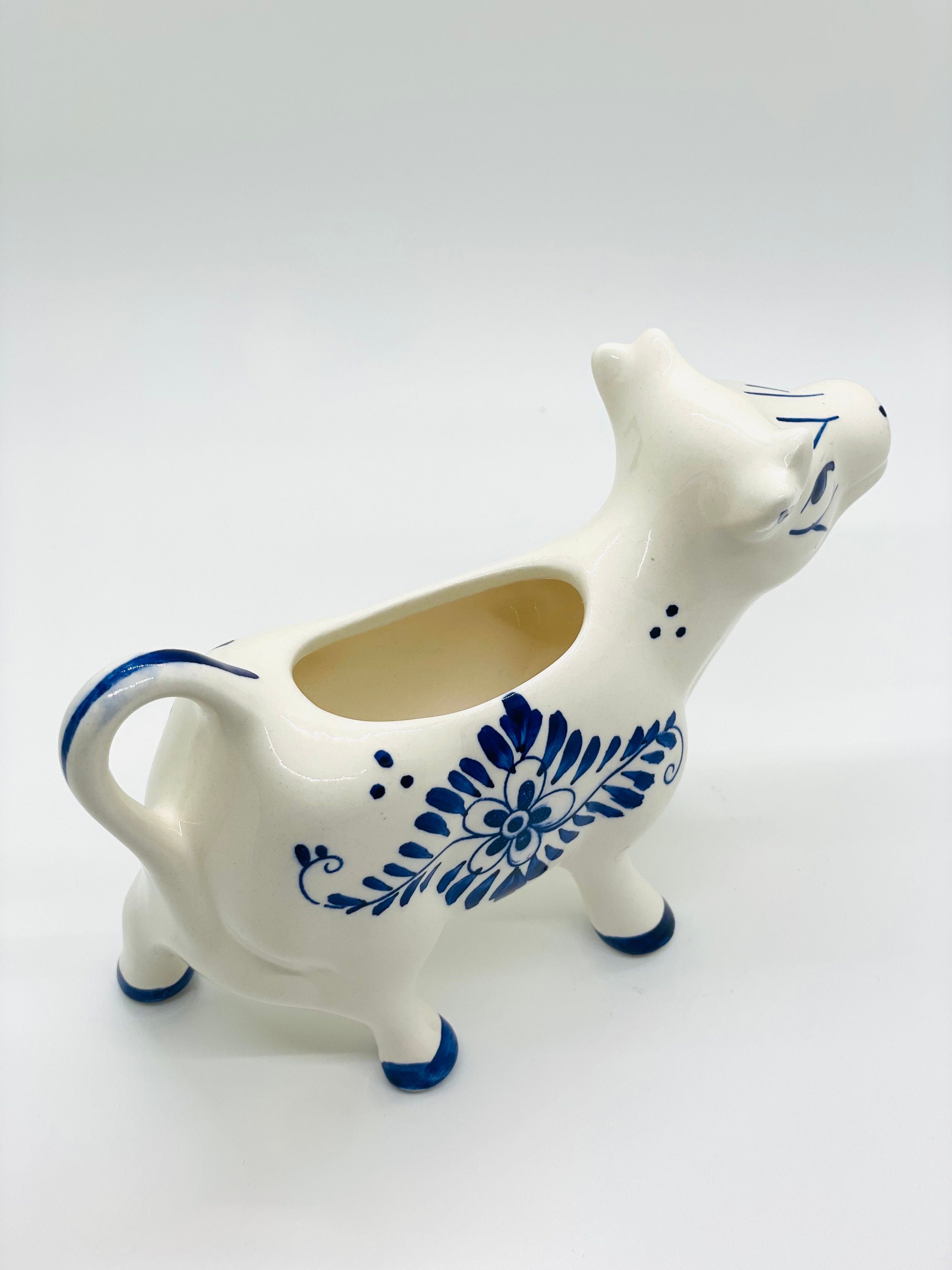 Delft Blue Cow Creamer Hand Painted Windmill Floral Blue and White ...