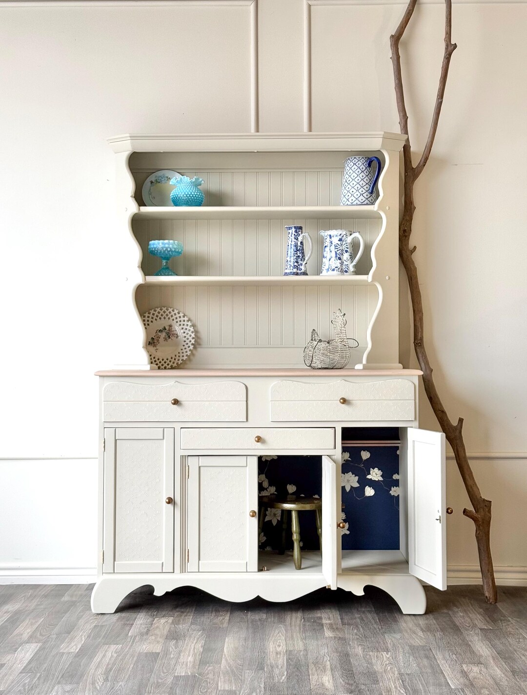 Vintage Country Hutch | China Display Cabinet | Farmhouse Cabinet ...