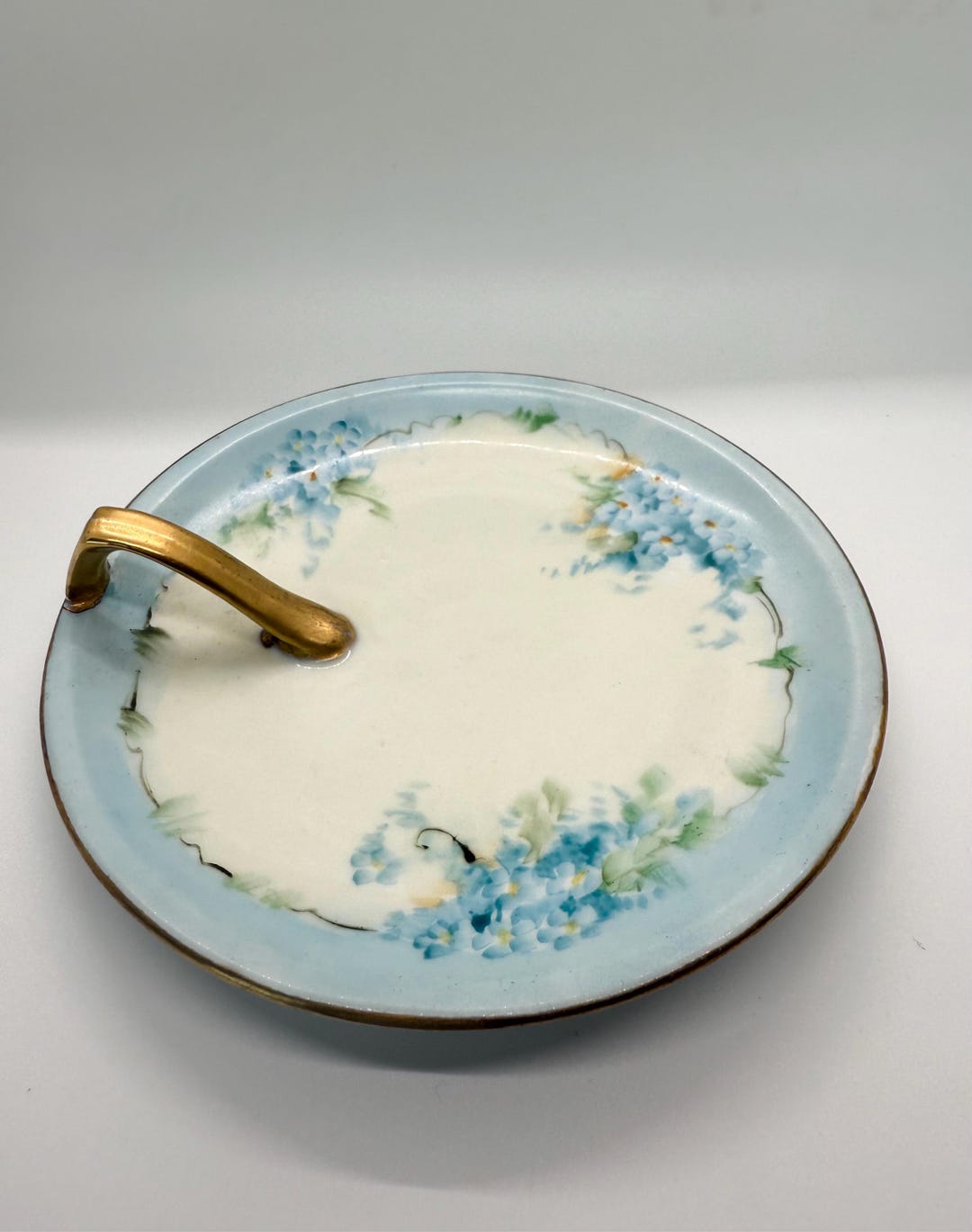 French Blue Plate - Vintage Hand Painted Wall Decor, Retro Home Decor ...