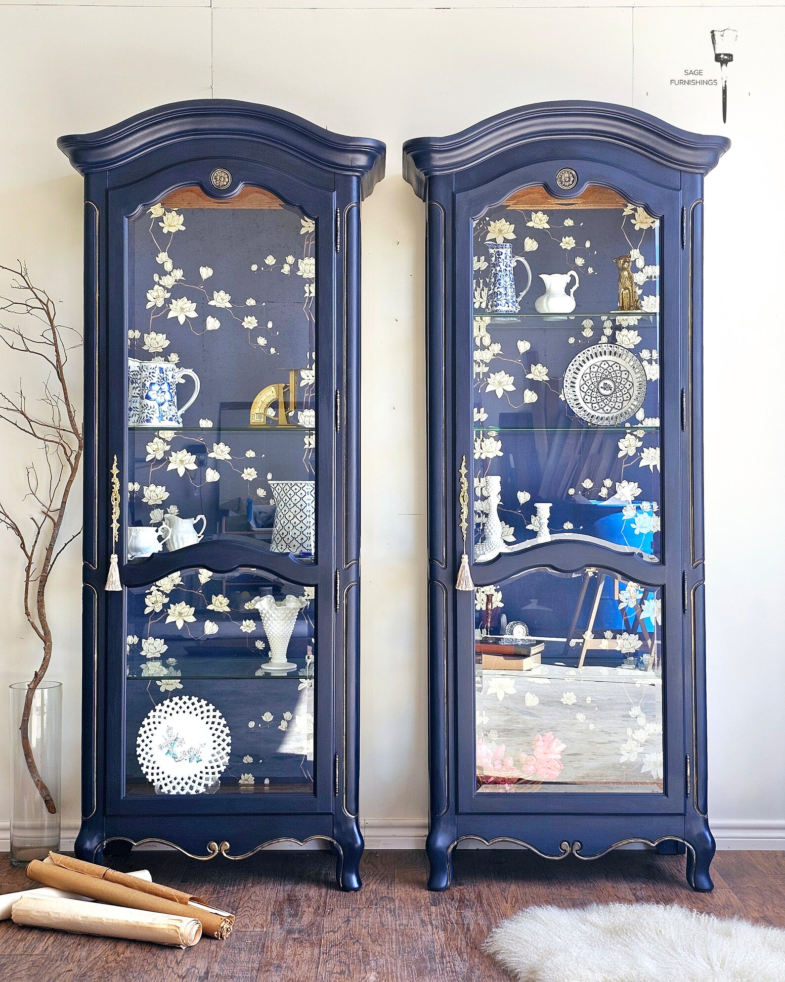 China Cabinet Set of 2 Display Cases for Collectibles & Home Decor ...