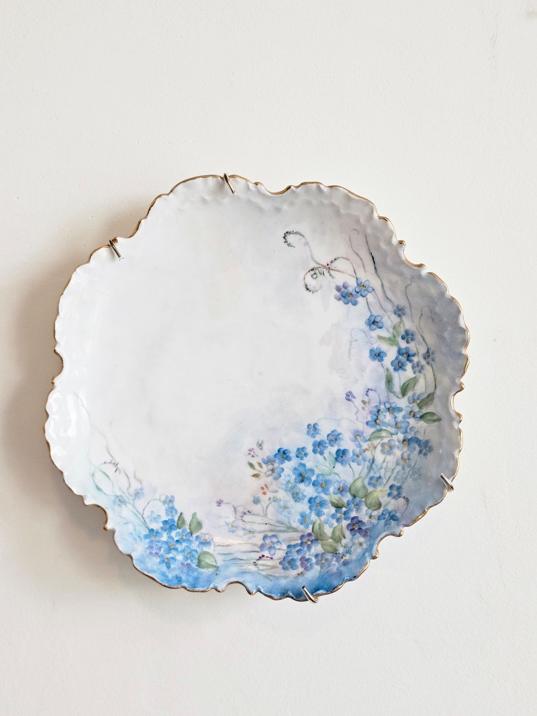 Vintage Hand Painted French Blue Plate Wall Plate Decor - Etsy