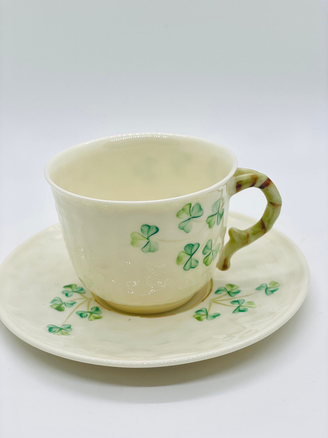Belleek Shamrock Basket Weave BELLEEK POTTERY SHAMROCK Tea Cup and ...