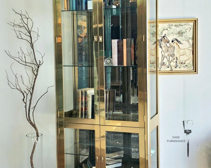 MCM Curio Cabinet Vintage Hutch Glass Bookcase Mid Century Modern China ...