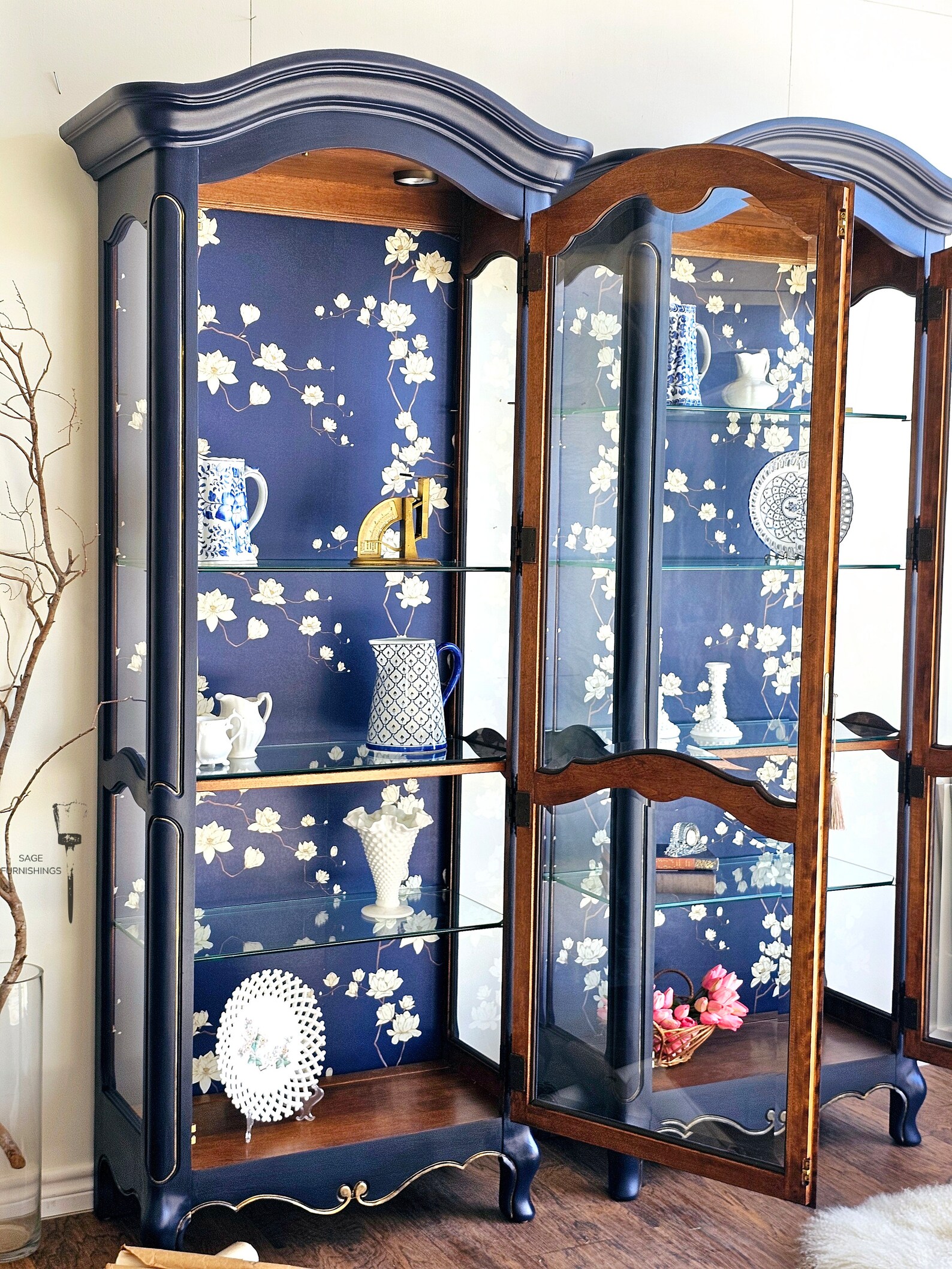 China Cabinet Set of 2 Display Cases for Collectibles & Home Decor ...
