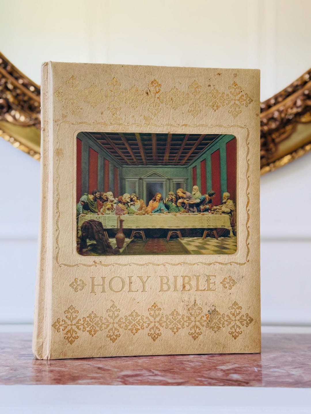 Vintage Holy Bible With Last Supper Cover | Classic Religious Gift ...