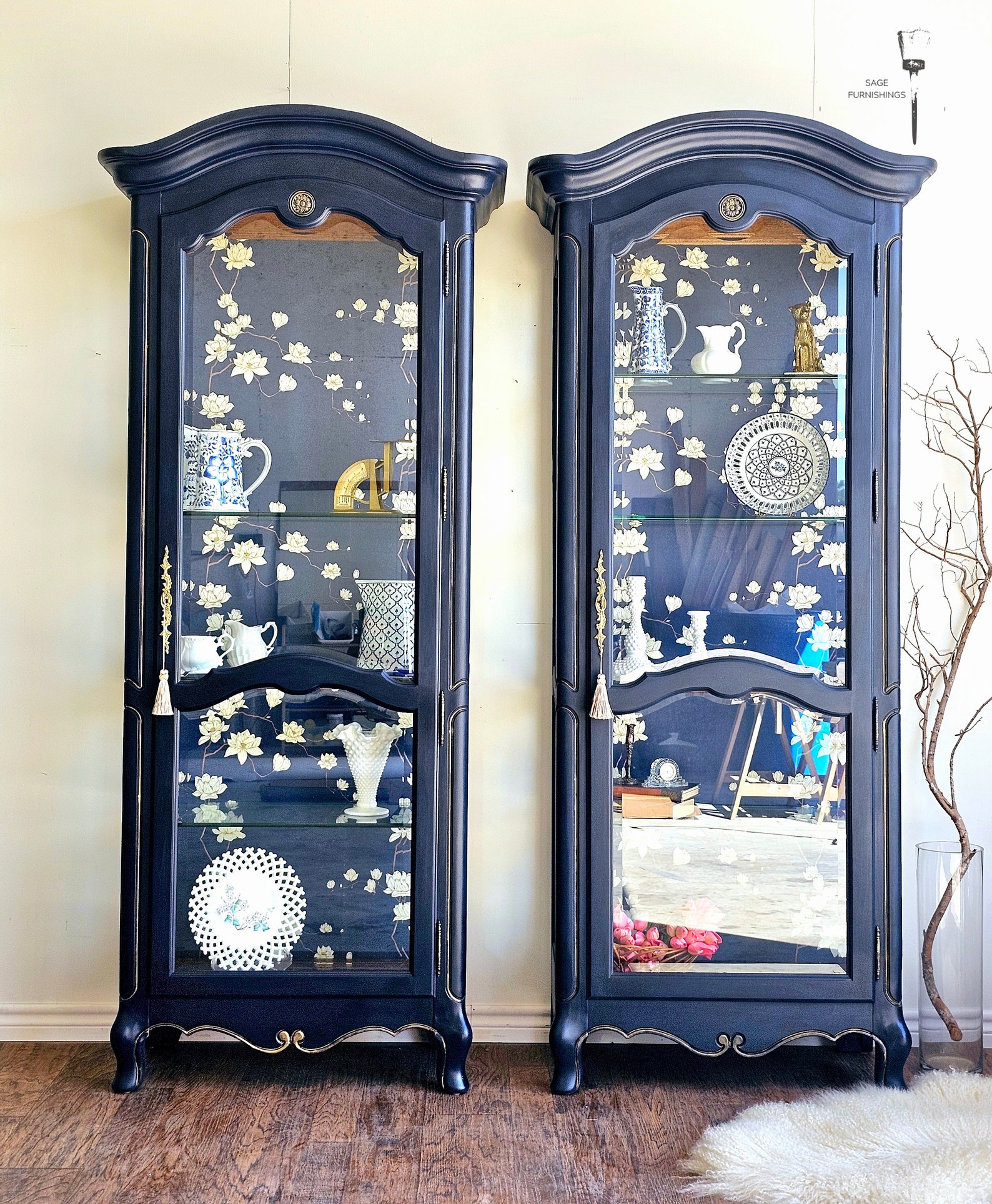 China Cabinet Set of 2 Display Cases for Collectibles & Home Decor ...