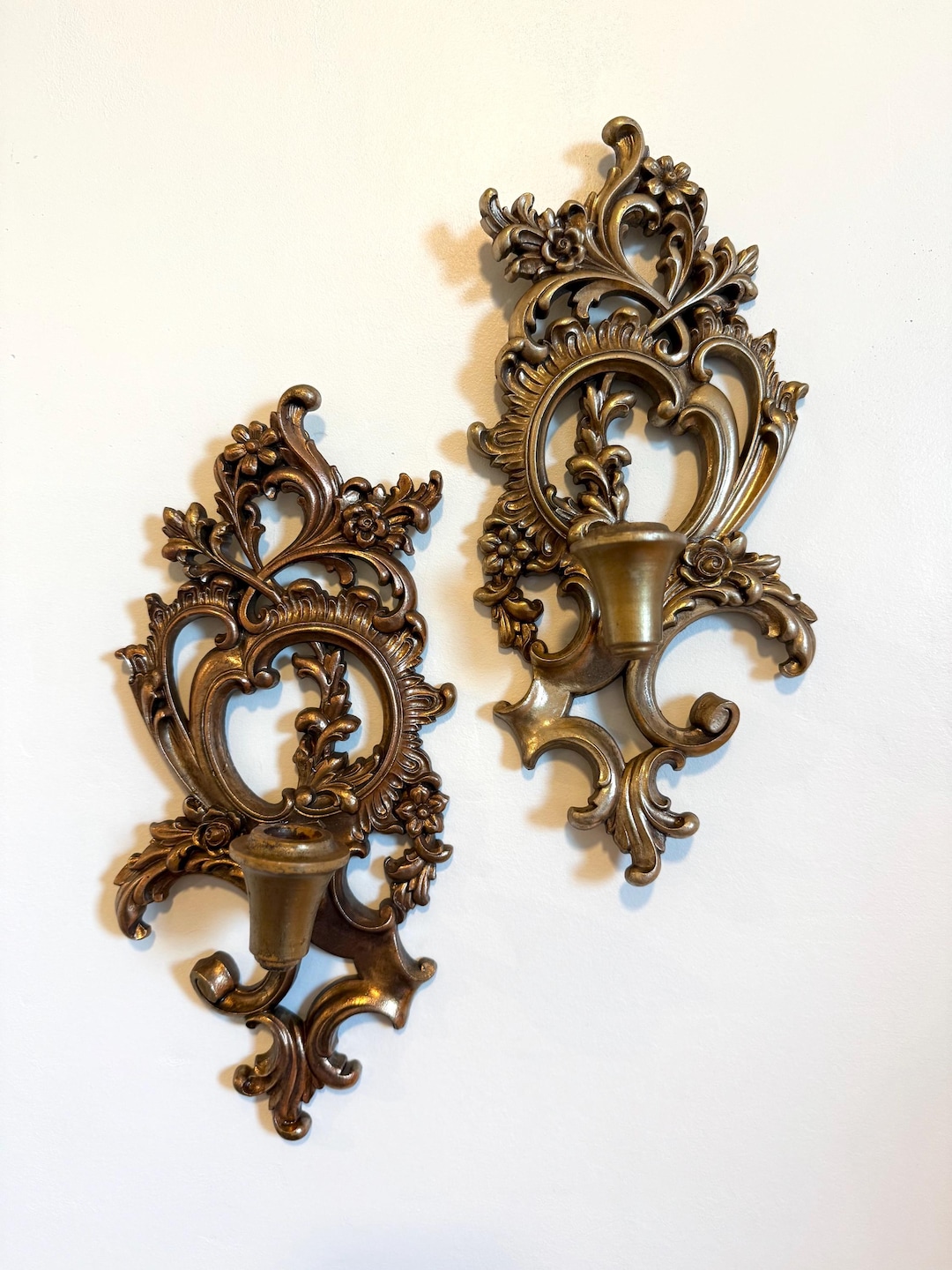 Wall Scone Set of 2 Made in USA Vintage Candle Holders Rustic Home ...