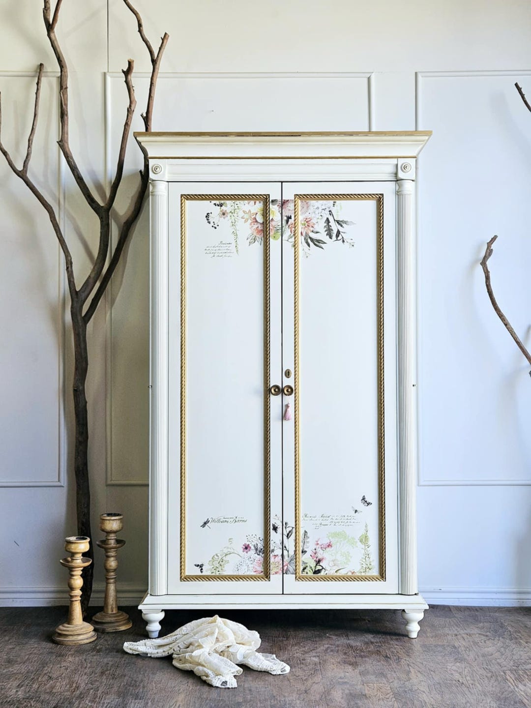 French Country Wardrobe With Vintage Charm, Linen Cabinet, Antique ...