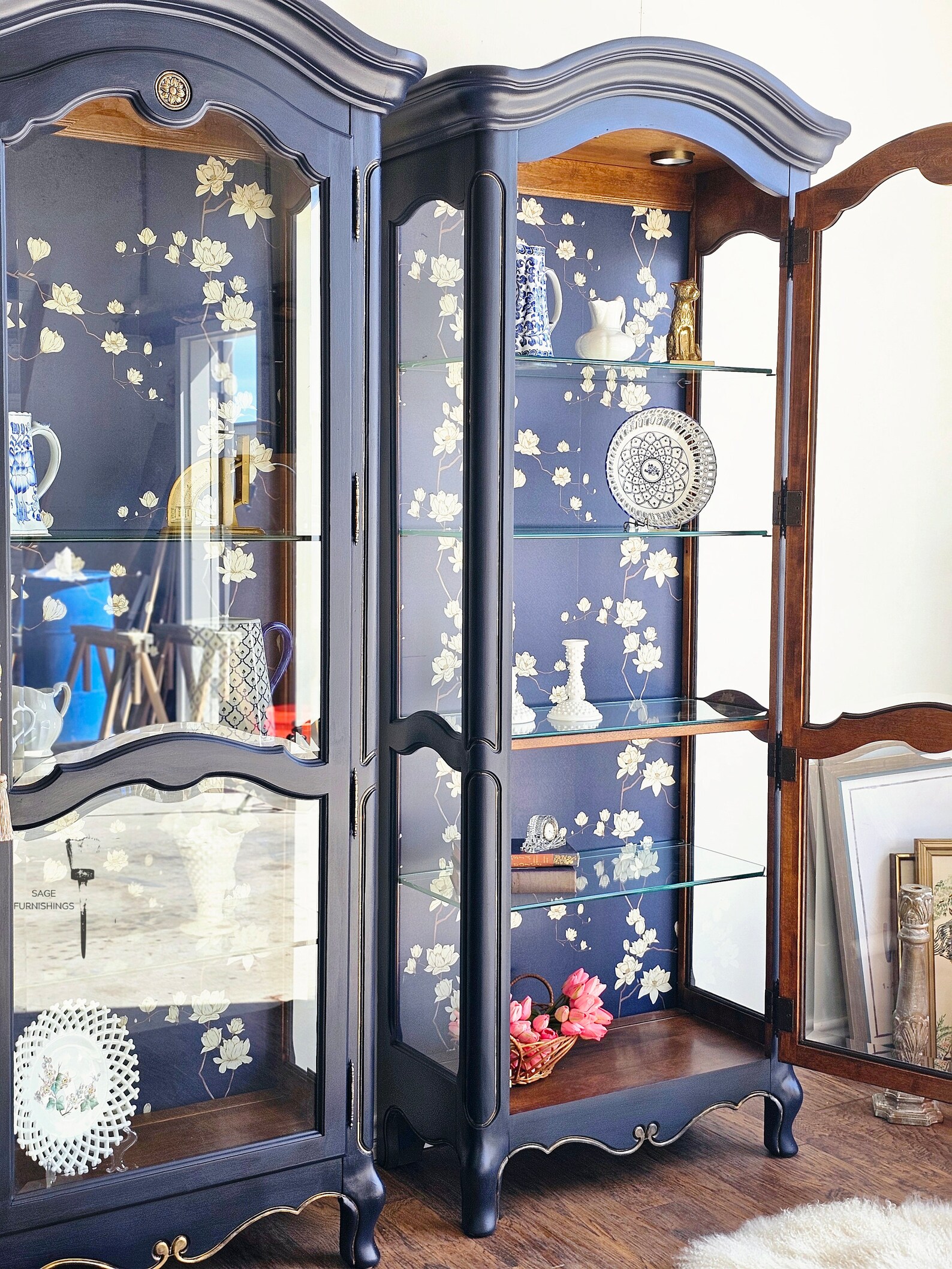 China Cabinet Set of 2 Display Cases for Collectibles & Home Decor ...