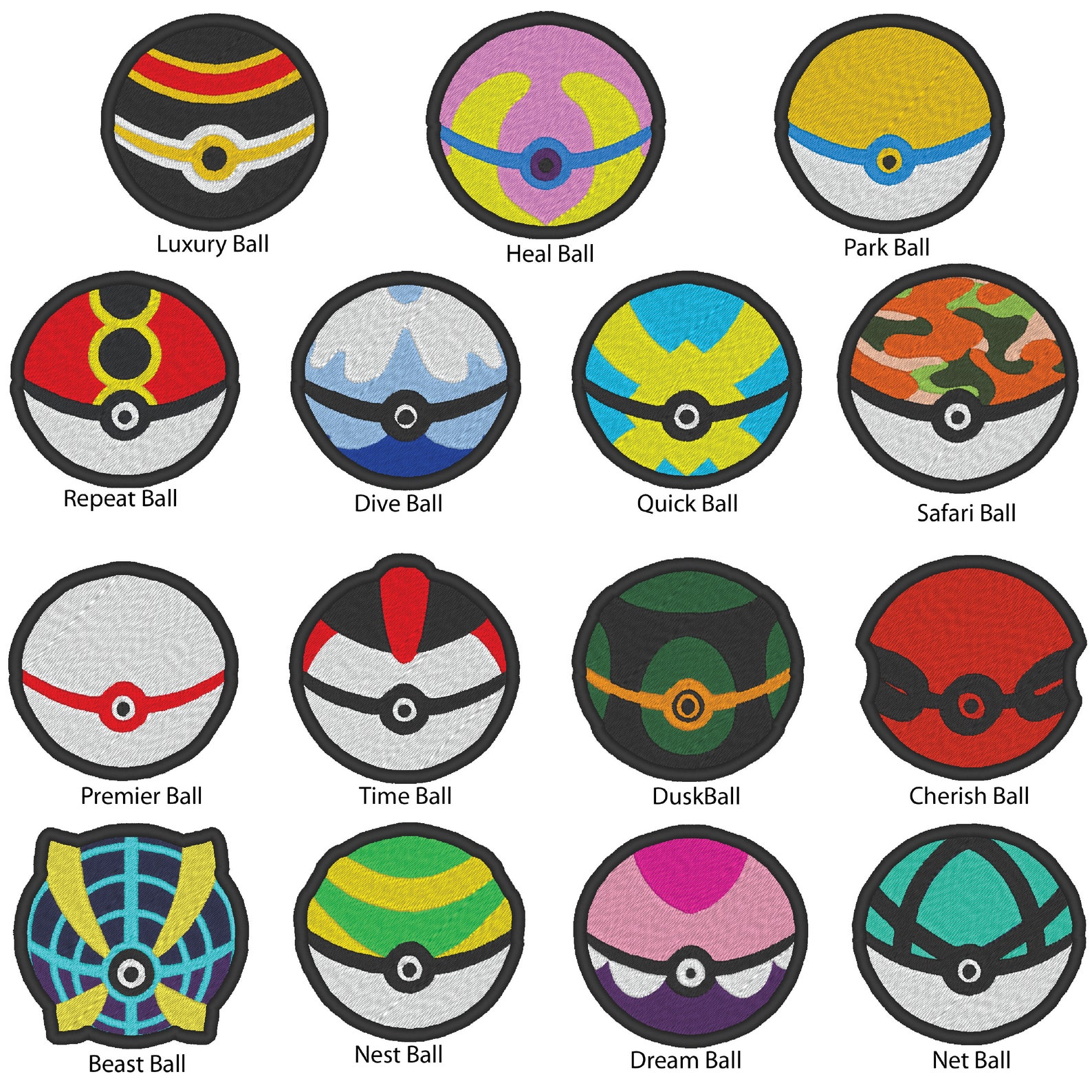 Pokeball GEN 3 & : Pokemon Digital Embroidery 4x4 - Etsy