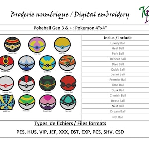 Pokeball GEN 3 & +: Pokemon - Digital Embroidery - 4"x4" - Etsy