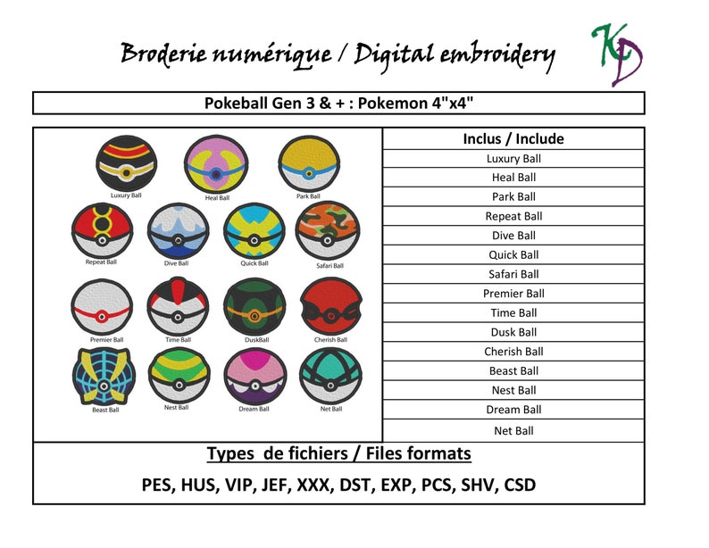 Pokeball GEN 3 & +: Pokemon - Digital Embroidery - 4"x4" - Etsy