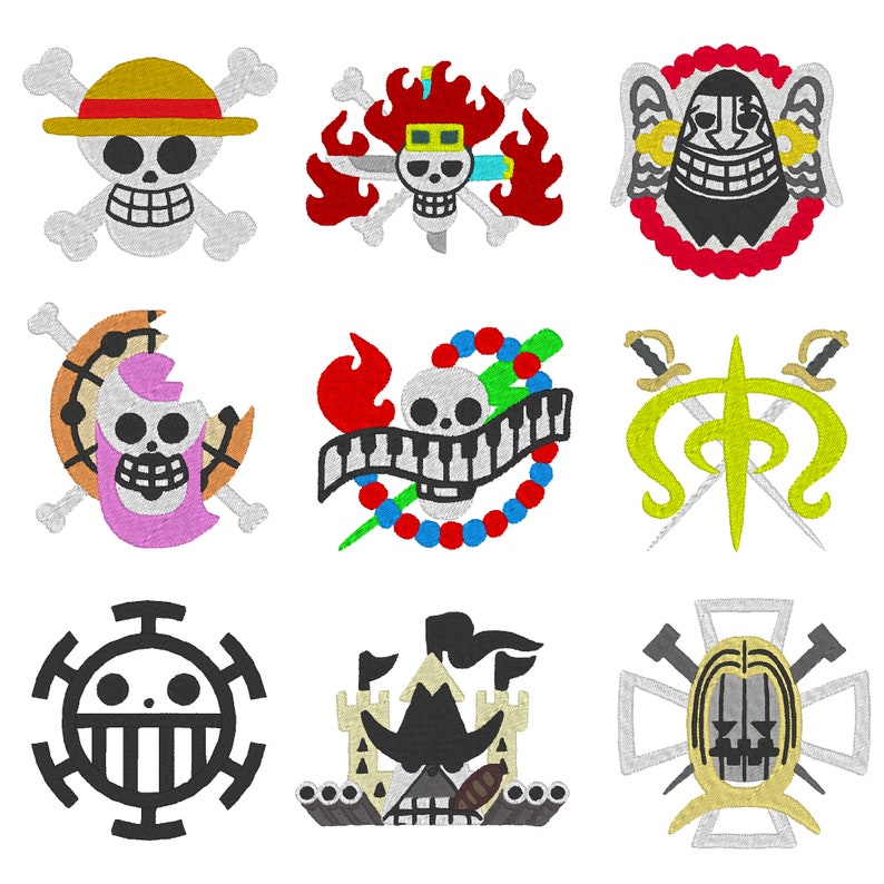 Crew Flag: One Piece - Digital Embroidery - 4"x4" - Etsy