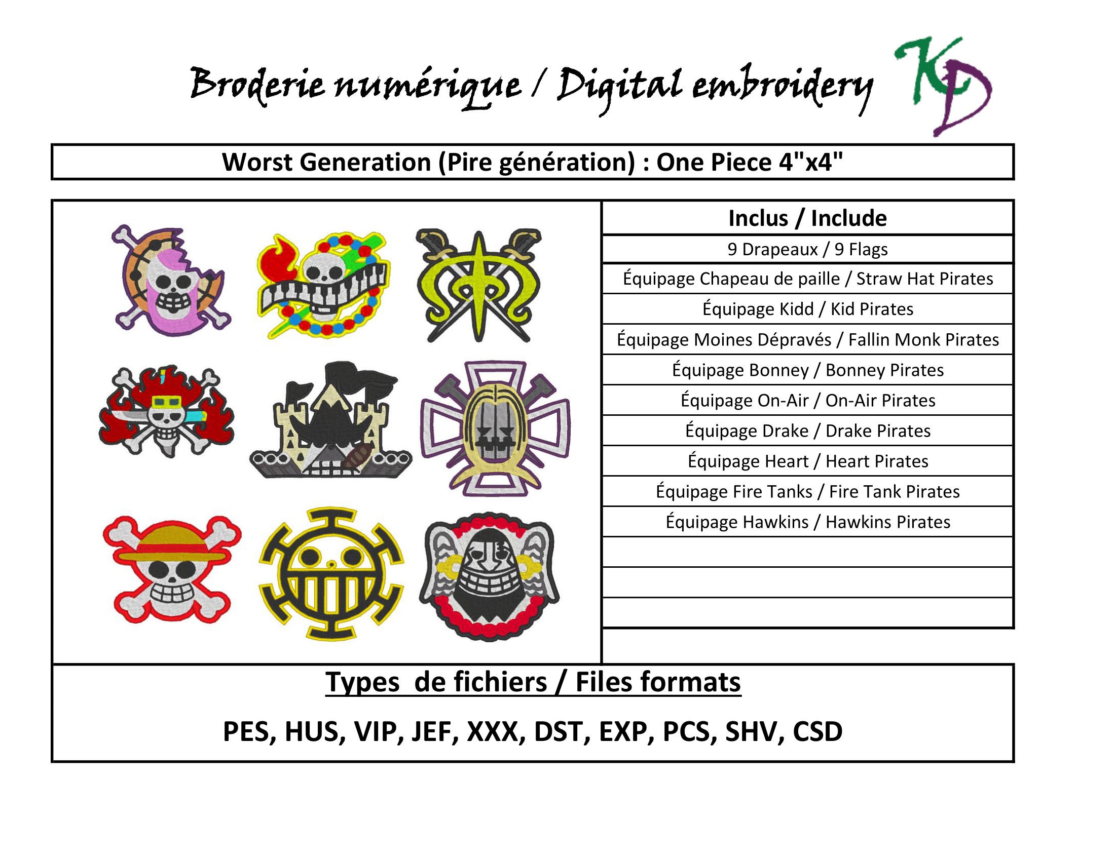 Crew Flag: One Piece - Digital Embroidery - 4"x4" - Etsy