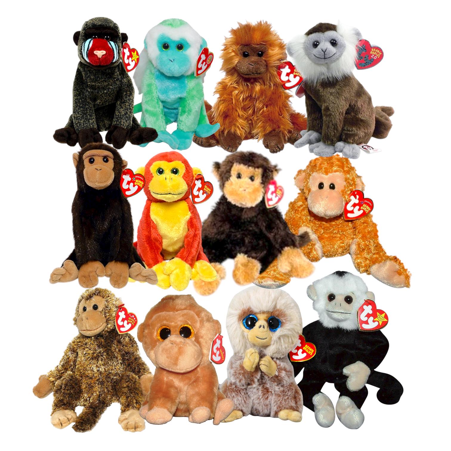 Ty Beanie Babies Monkeys Chopstix Mooch Bonsai Fumbles Swinger Charlie ...