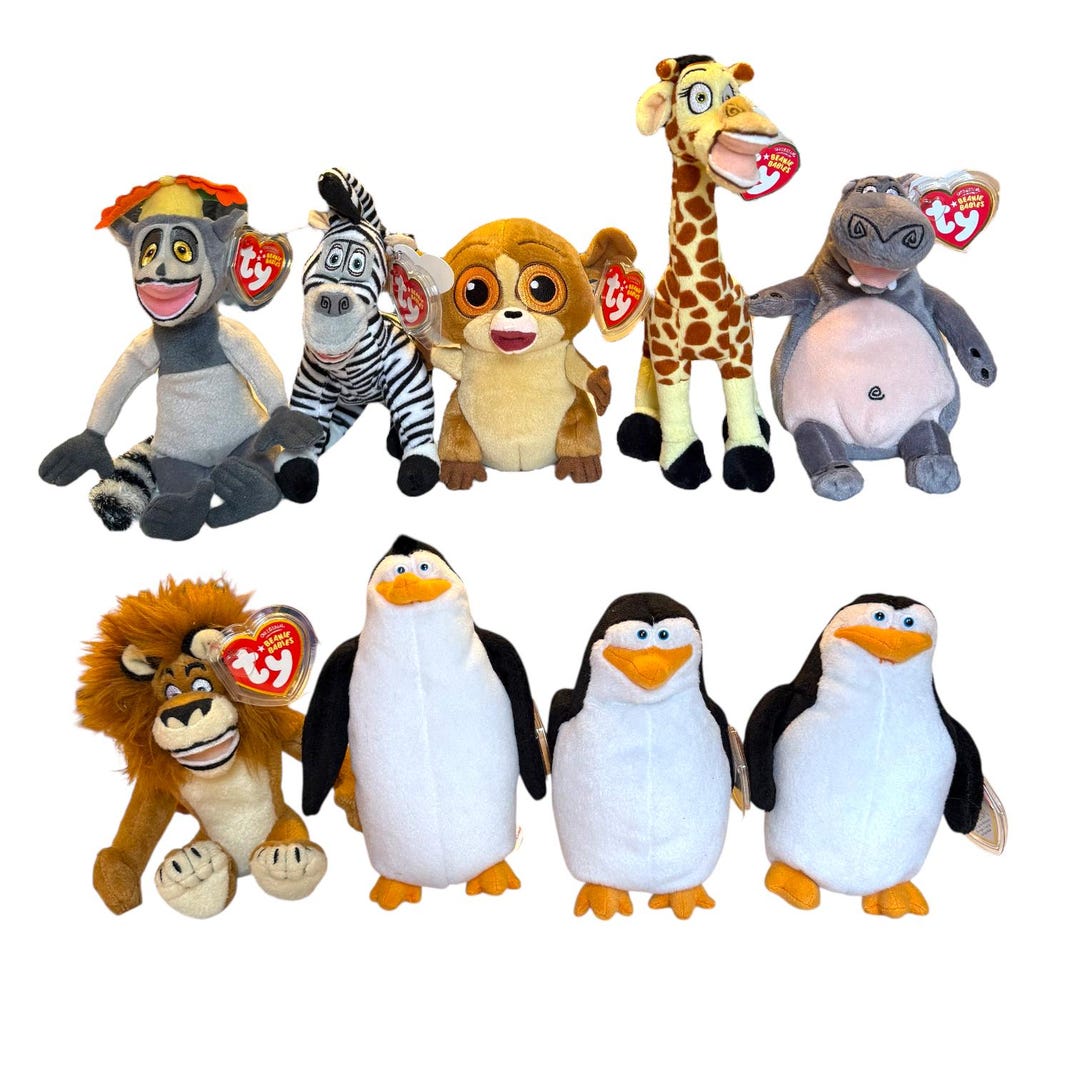 Ty Beanie Babies Penguins of Madagascar Characters King Julien, Mort ...