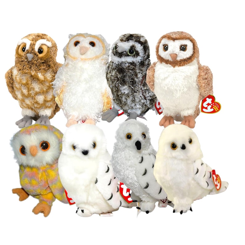 Ty Beanie Babies Owls Twilight, Knowledge, Summit, Snowdrop, Owls of Ga ...