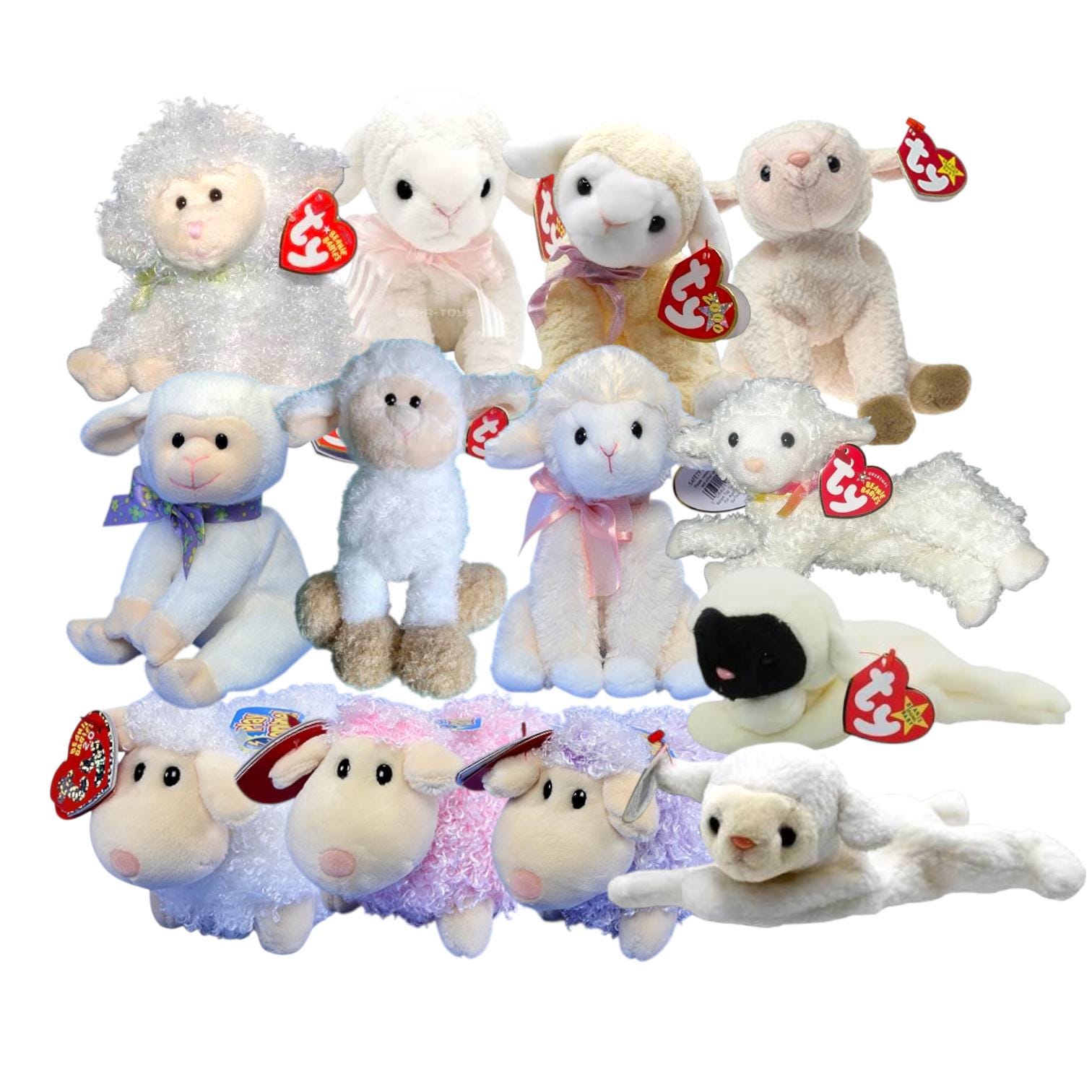 Ty Beanie Babies Lambs Sheep Chops Baaabsy Lullaby Fleece Ewey Fleecie ...
