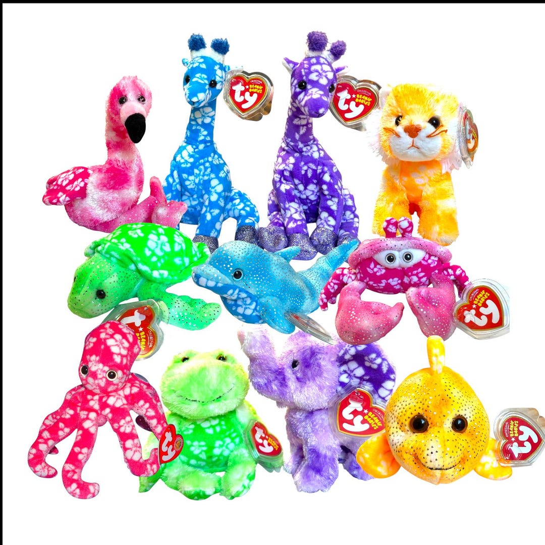 Ty Beanie Babies Hibiscus Collection Sunnie, Sandals, Sunrise, Sunset ...