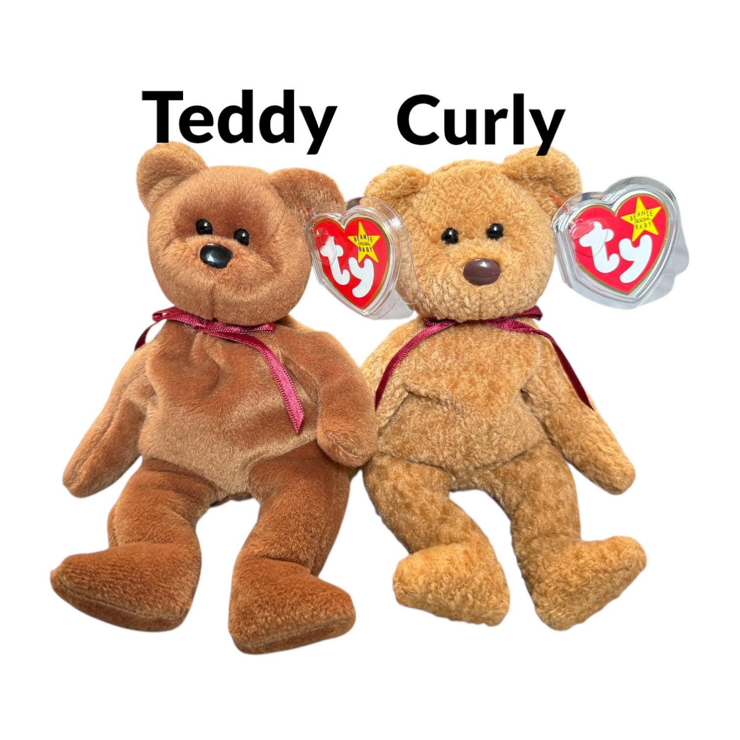 Ty Beanie Babies Bears Princess, Teddy, Curly, Cashew, Fuzz, Millenium ...