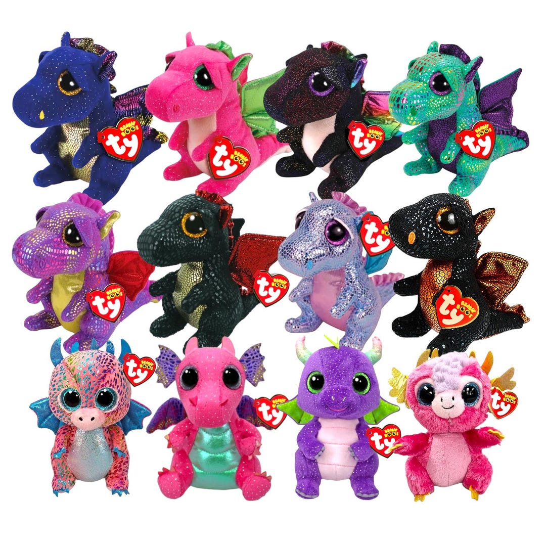 Ty Beanie Boos Dragons Saffire, Grindal, Cinder, Holly, Daphne ...