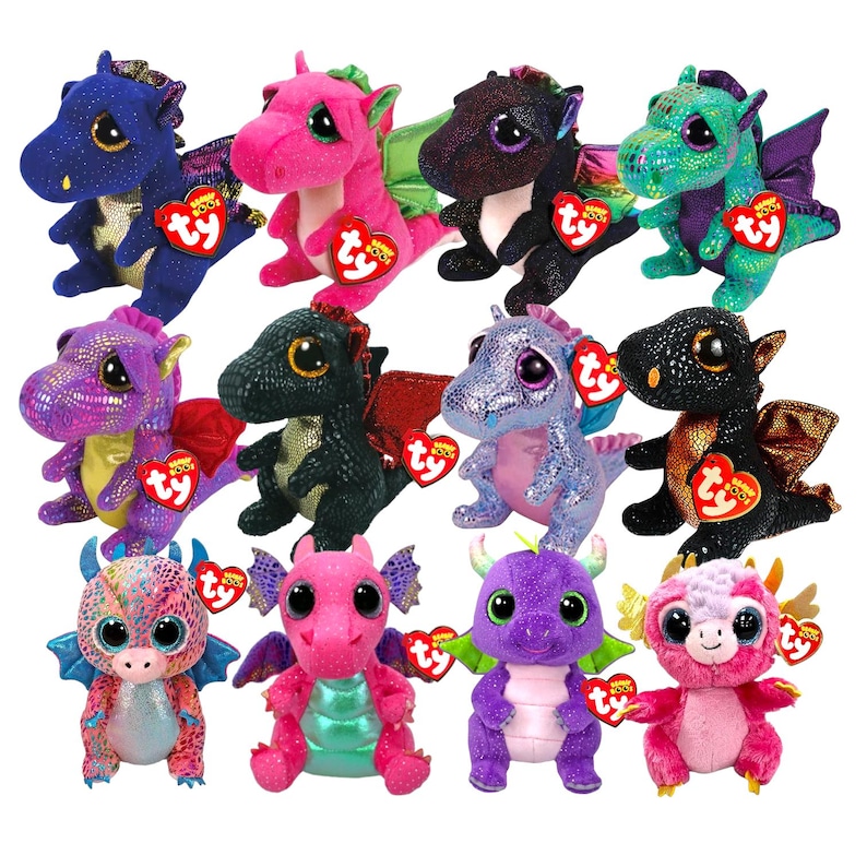 Ty Beanie Boos Dragons Saffire, Grindal, Cinder, Holly, Daphne ...