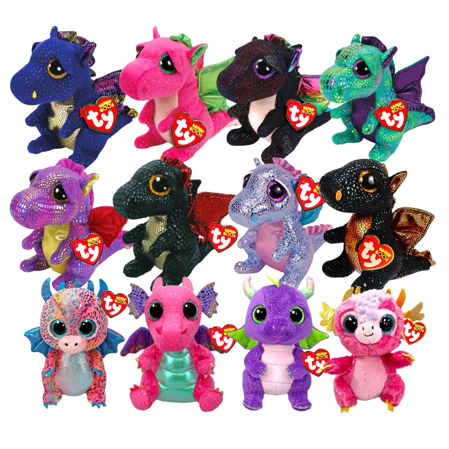 Ty Beanie Boos Dragons Saffire, Grindal, Cinder, Holly, Daphne ...