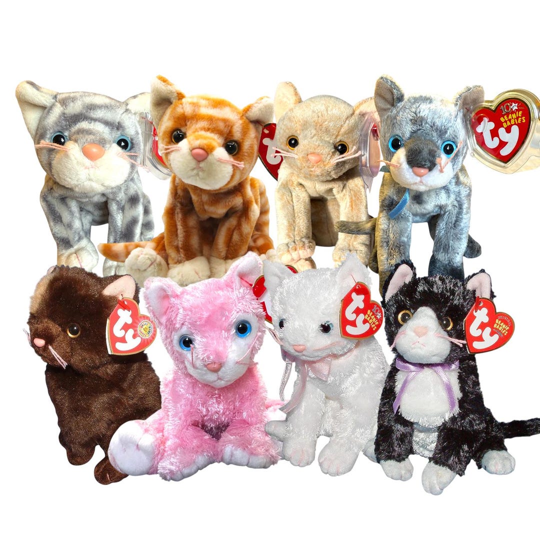 Ty Beanie Babies Cats Amber, Silver, Scat, Fancy, Fussy, Frisco ...