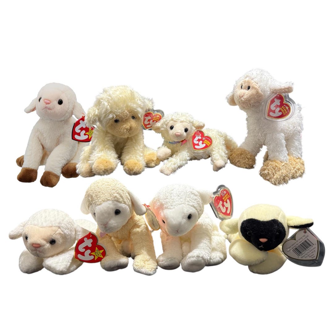 Ty Beanie Babies Lambs Sheep Chops Baaabsy Lullaby Fleece Ewey Fleecie ...
