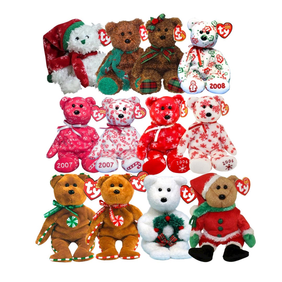 Ty Beanie Babies Holiday Bears Candy Canes, Snowbelles, Merriment ...